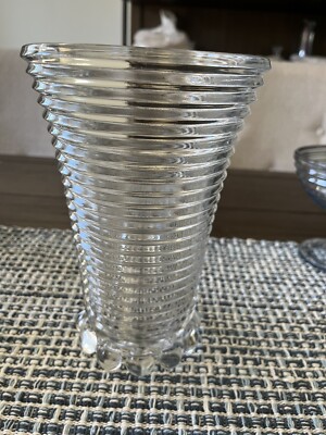 Manhattan Depression Glass Vase Anchor Hocking Bubble Footed Vase 8 ...