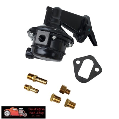 Fits Big Block Mopar Black Fuel Pump 80 GPH 8PSI Dodge 383 440 Fittings ...