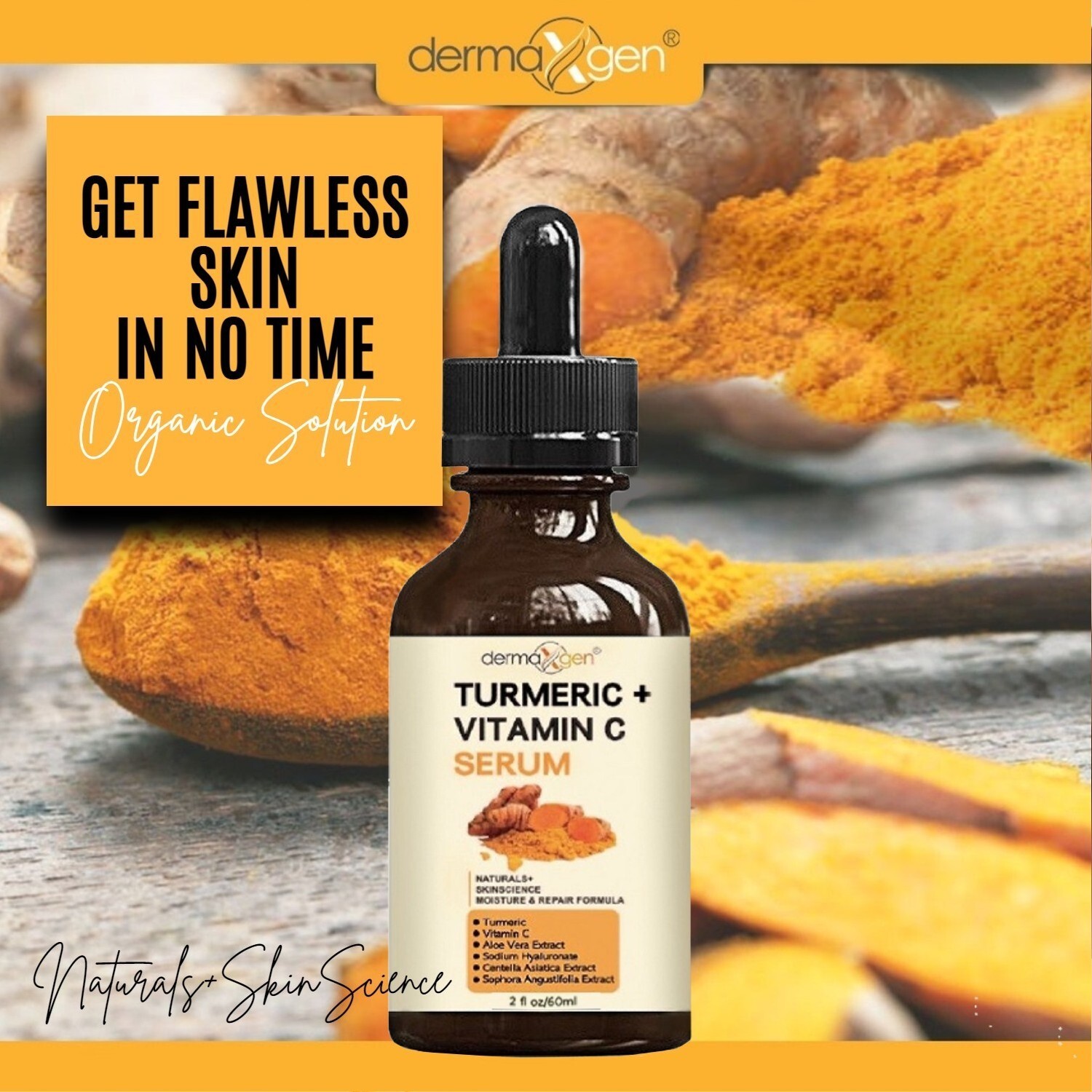 2 FL OZ -TURMERIC FACE SERUM + PIGMENTATION+BLEMISH CORRECTOR+DARK ...