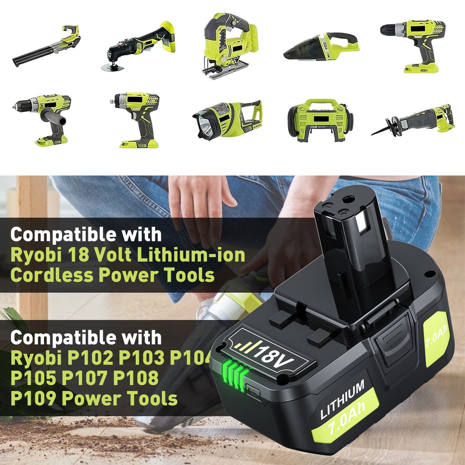 Replacement battery For RYOBI PBP005 High Capacity 18V Lithium P108 ...