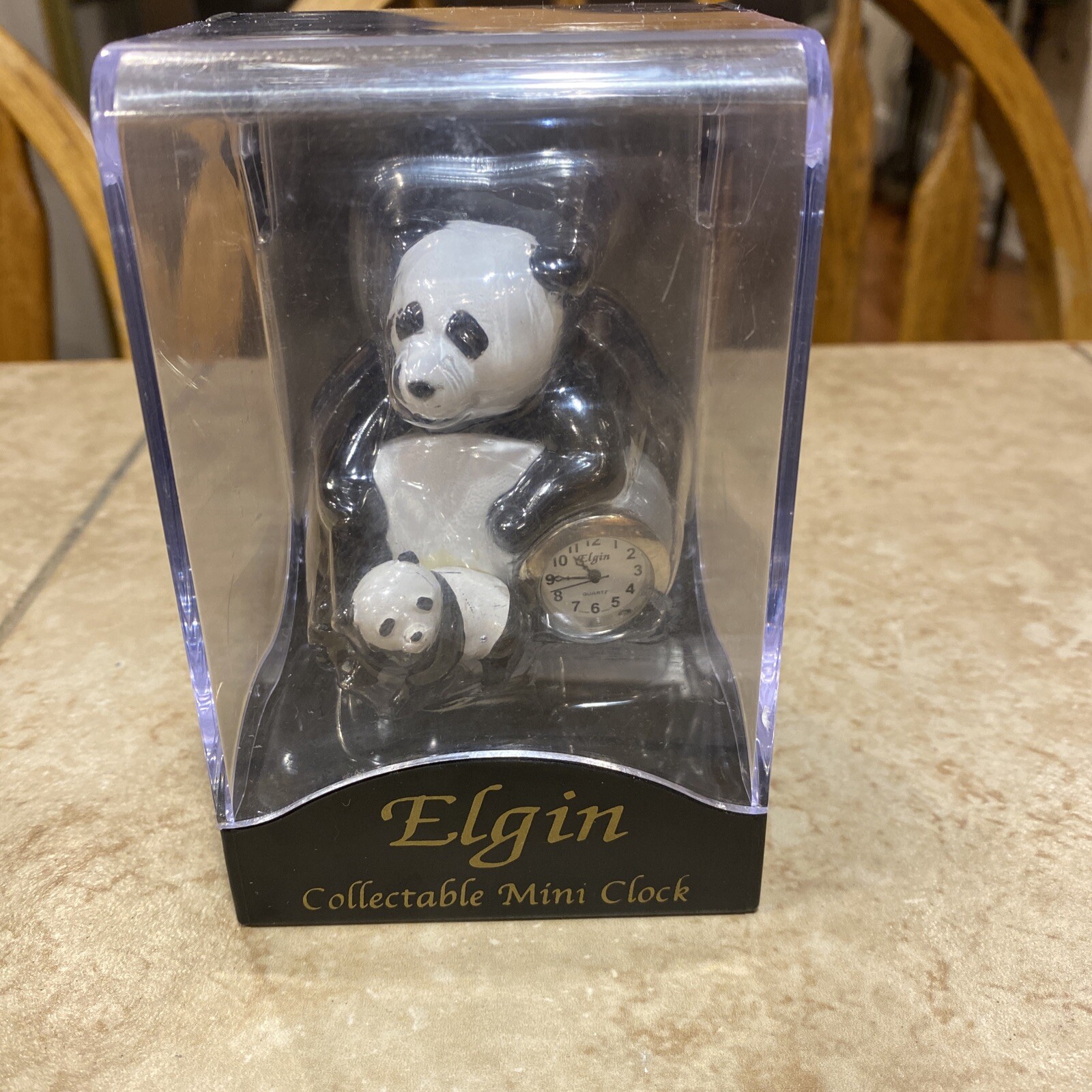 Vintage Elgin Miniature Panda Bear Quartz Clock, 2 1/2” T, Working | eBay