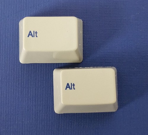 IBM Model M Keyboard ALT KeyCaps (Blue Text on Pebble) Set of 2 Unicomp ...
