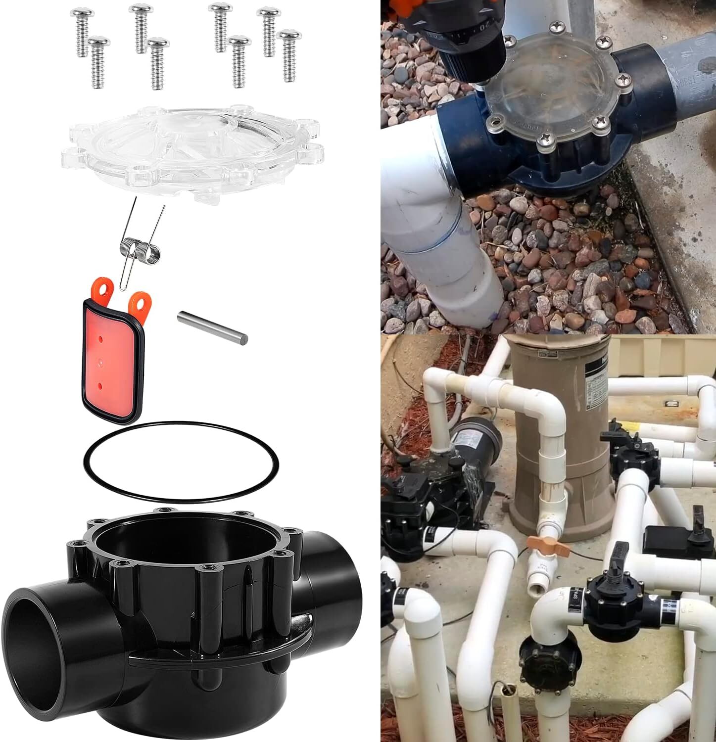 7235 Swimming Pool Check Valve For Jandy 180-Degree 1-1/2-Inch to 2 ...