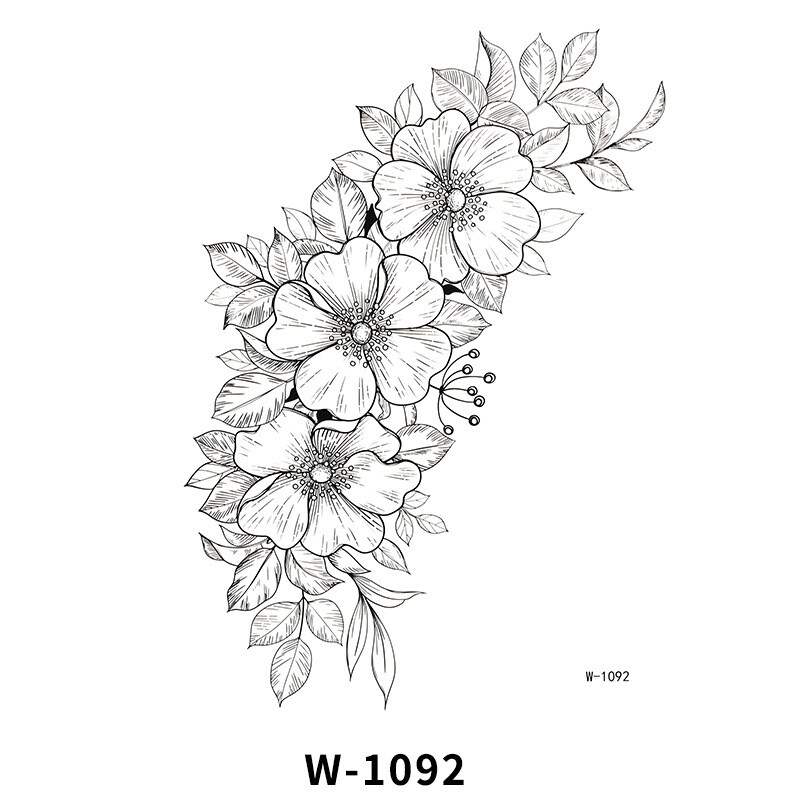 Leg Arm Art Peony Tattoo Temporary Floral Sticker Fake Tattoo Water ...