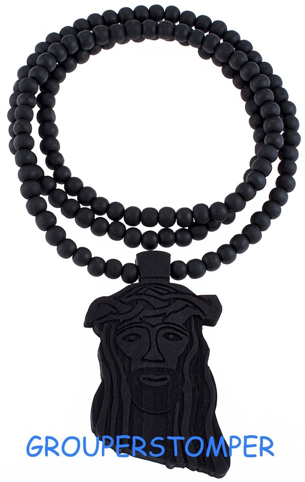 Jesus New Wood Style Pendant with 36 Inch Bead Chain or Jesus Rosary ...