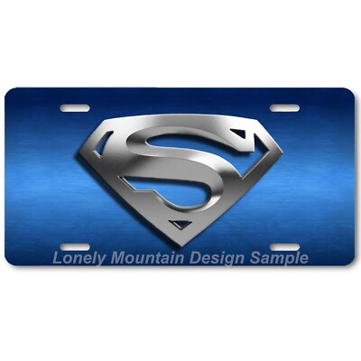 Superman Inspired Art Gray on Blue FLAT Aluminum Novelty Car License ...