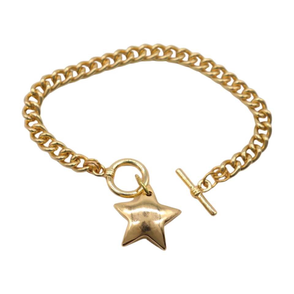 Women Gold Plated Metal Chain Link Wrist Bracelet Texas Lone Star Charm ...