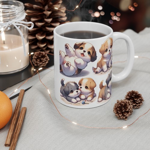 "Adorable Puppy Mug – Cute Cartoon Dogs for Dog Lovers & Cozy Coffee ...