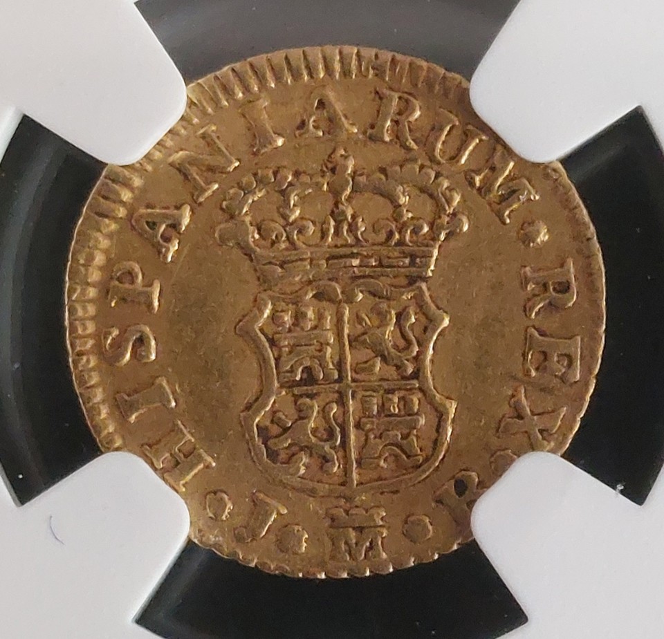 1757 M JB SPAIN 1/2 Escudo Colonial Era GOLD Coin FULL GRADE NGC XF45 ...