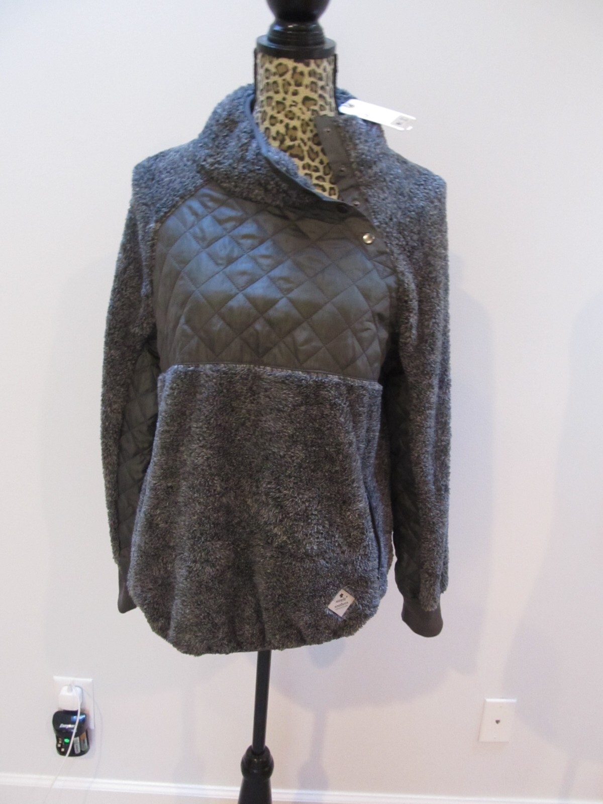 NWT Simply Southern PULLOVER Womens Medium Gray Long Sleeve Fleece 1/4 ...