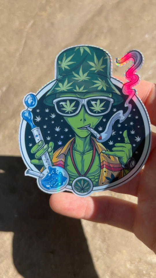 Trippy Bong Holographic Sticker Waterproof Vinyl Joint Psychedelic 420 ...