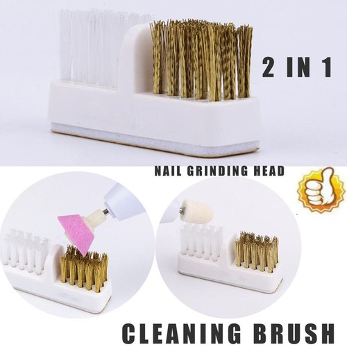 Tools Golden Dual Brush Copper Wire Cleaner Nail Drill Bits Cleaning ...