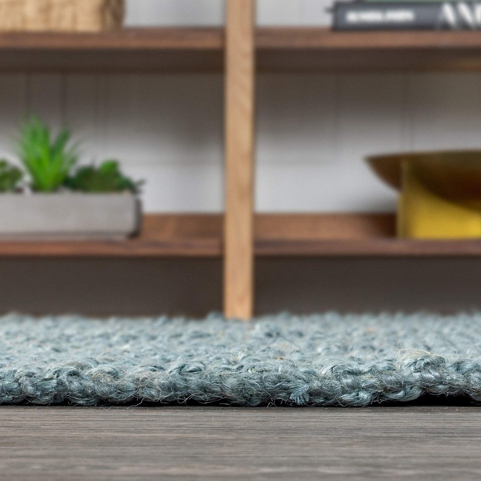 JONATHAN Y Handwoven Jute Fringe Light Blue/Gray Runner Rug, 2x18 ...