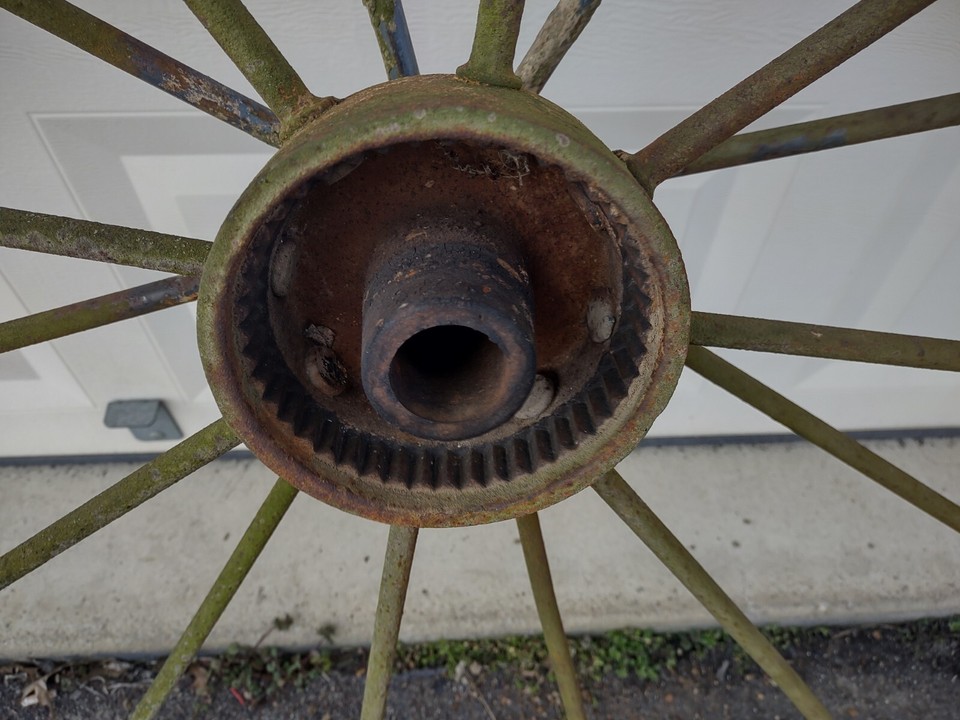 Antique Wagon Tractor Wheel Metal ~ 16 Spoke ~ 48" Tall Country Farm ...