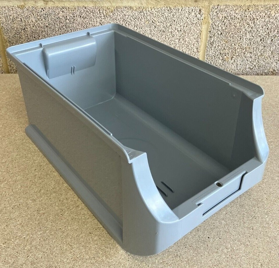 Hanging stacking plastic parts storage lin bins boxes garage workshop ...