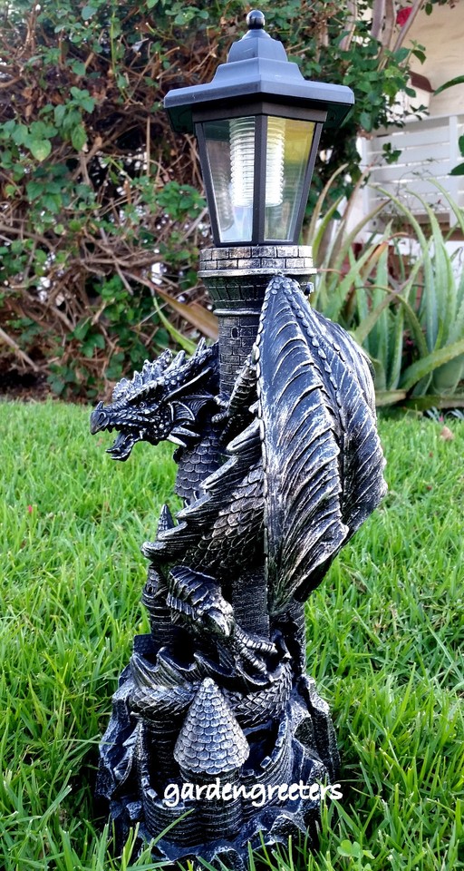 DRAGON WITH SOLAR LIGHT STATUE SOLAR DRAGON Statue FIGURINE | eBay