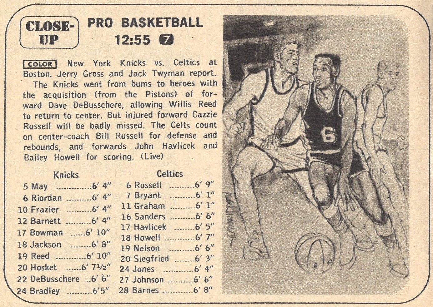 1969 NBA BASKETBALL AD~1968 SEASON~NEW YORK KNICKS~BOSTON CELTICS ...