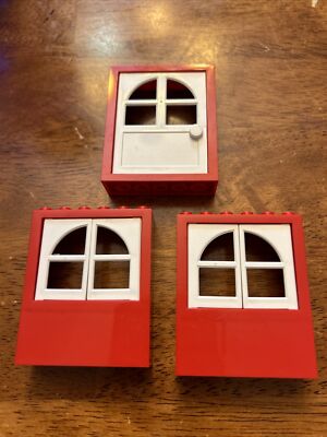 Lot 3 LEGO Window Frame Red 2x6x6 Freestyle White 1x3x4 Window Shop 601 ...