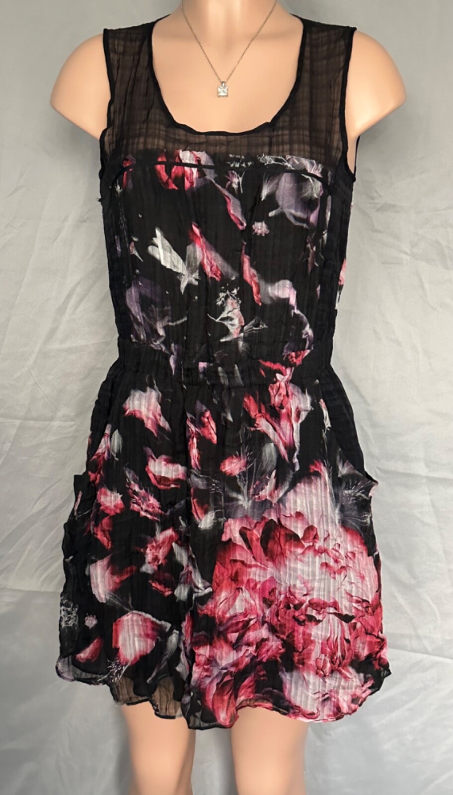 THEORY DIAMIA Exploding Flower Sheer lined dress blac… - Gem