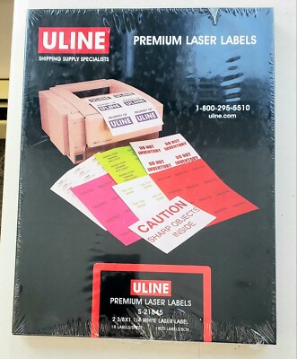 ULINE premium Laser Labels 2-3/8 X 1-1/4 (1,800 LABELS) 18 Labels/sheet ...