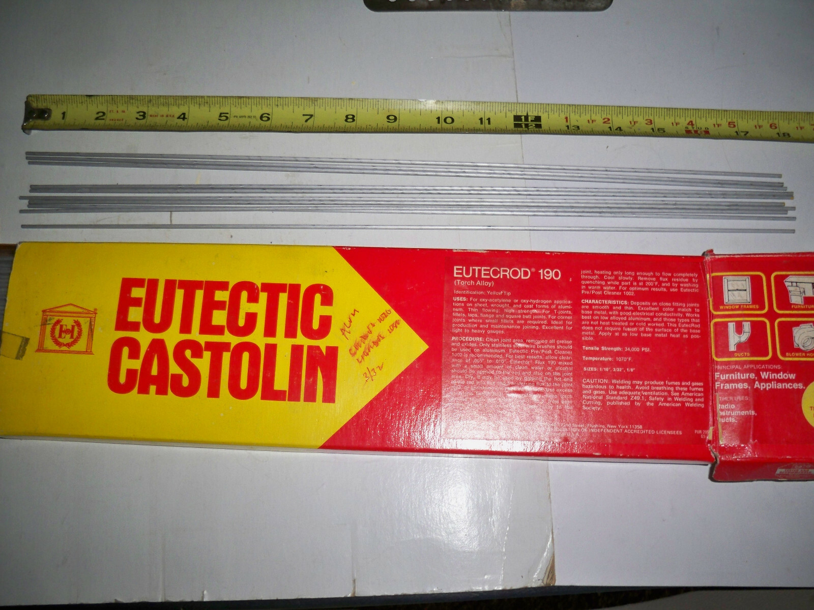 10 Castolin Eutectic Aluminum Low Melt 190 EutecRod Brazing Rods Sticks 3/32"X18 | eBay