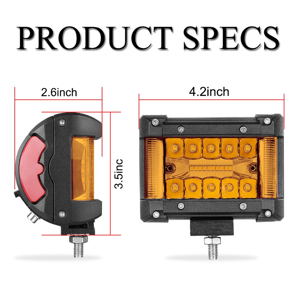 2x 4" 300W LED Cube Work Light Bar 3-Row Spot Pods Off Road Driving Fog ...