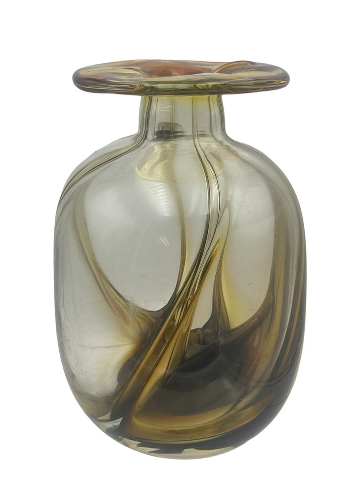 Vtg Brian Lonsway Hand Blown Studio Art Glass Vase Signed 84 | eBay