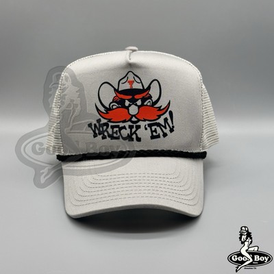 Texas Tech Hat Retro Grey Mesh Trucker Rope Cap Vintage Red Raiders ...