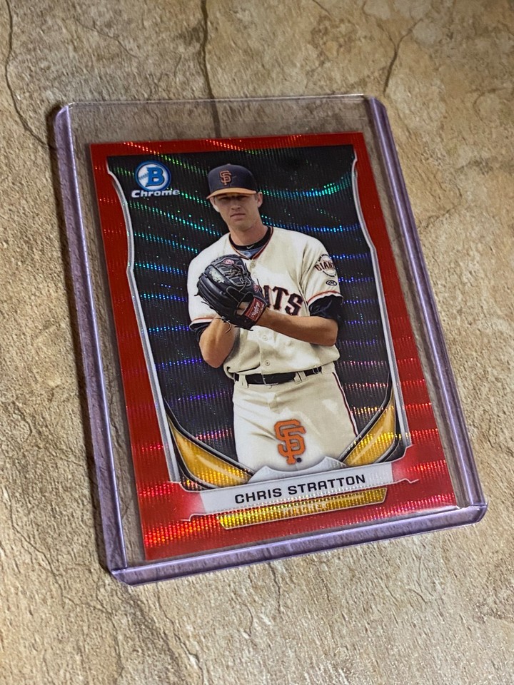 2014 Bowman Chrome Prospects Chris Stratton Red Wave Rookie #09/25 ...