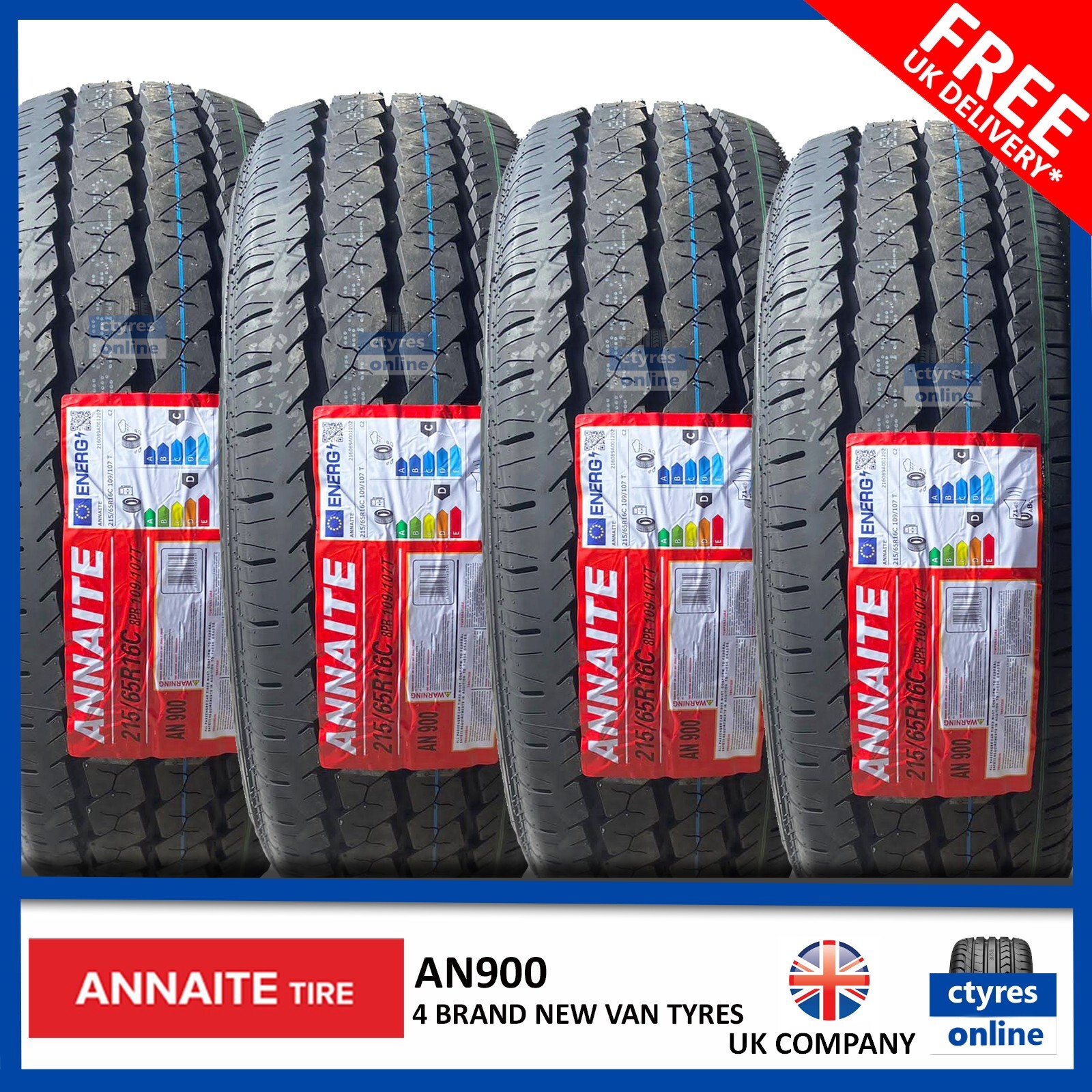 4X New 215 65 16 215/65R16c VAN TYRES 109/107T ANNAITE AN900 VAN *C WET ...