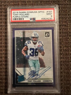 2019 Panini Optic TONY POLLARD Rated Rookie Purple Stars Auto /50 PSA 9 ...