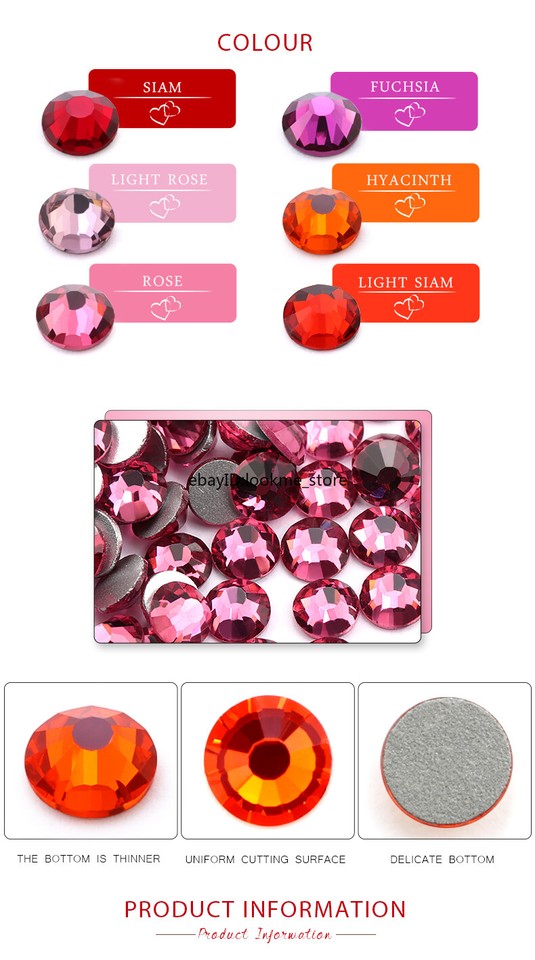 Red Siam Crystal Flat Back Rhinestones Glitter Glass Gems Nail Art ...