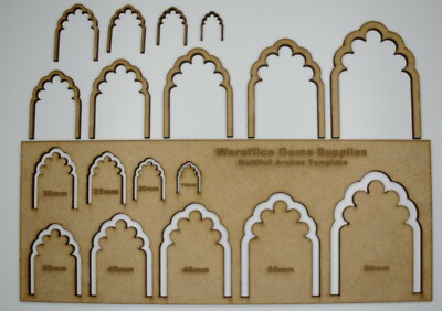 MDF MULTIFOIL ARCHES TEMPLATE WARGAMES DND TRAINS SCENERY WARHAMMER 40K ...