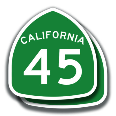 CALIFORNIA STATE ROUTE 45 STICKER 2 Decals Road Sign Bogo Highway Car ...