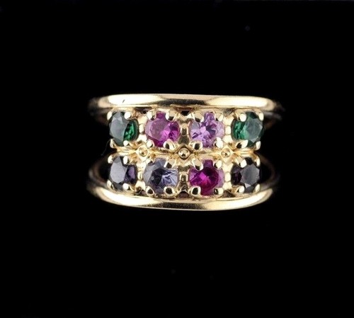14k Yellow Gold Multicolor gemstone ring size 7.5 Gleamlight | eBay