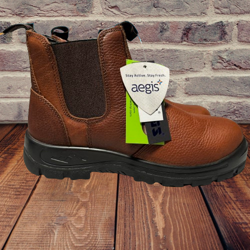 S Fellas Hercules Composite Toe Work Boots Mens 9 Brown Stretch Sides ...