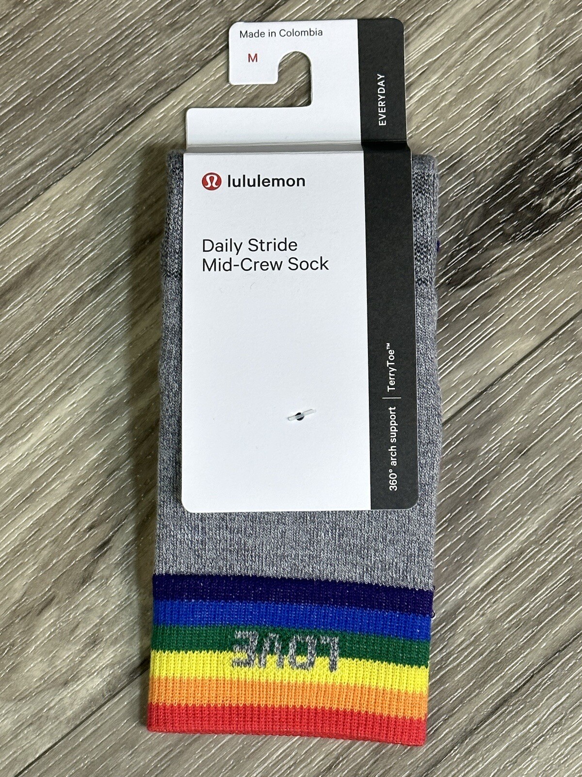 Lululemon Daily Stride Mid-Crew Rainbow 🌈 Size M Heather Grey HTRG ...