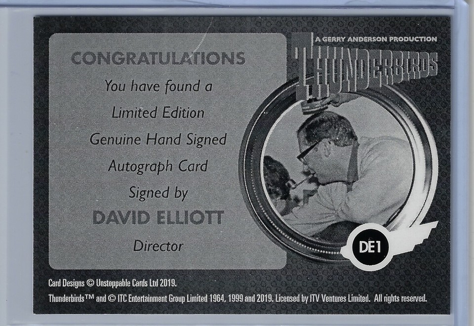 2019 Thunderbirds Autograph DE1 David Elliott Printer Proof Auto ...