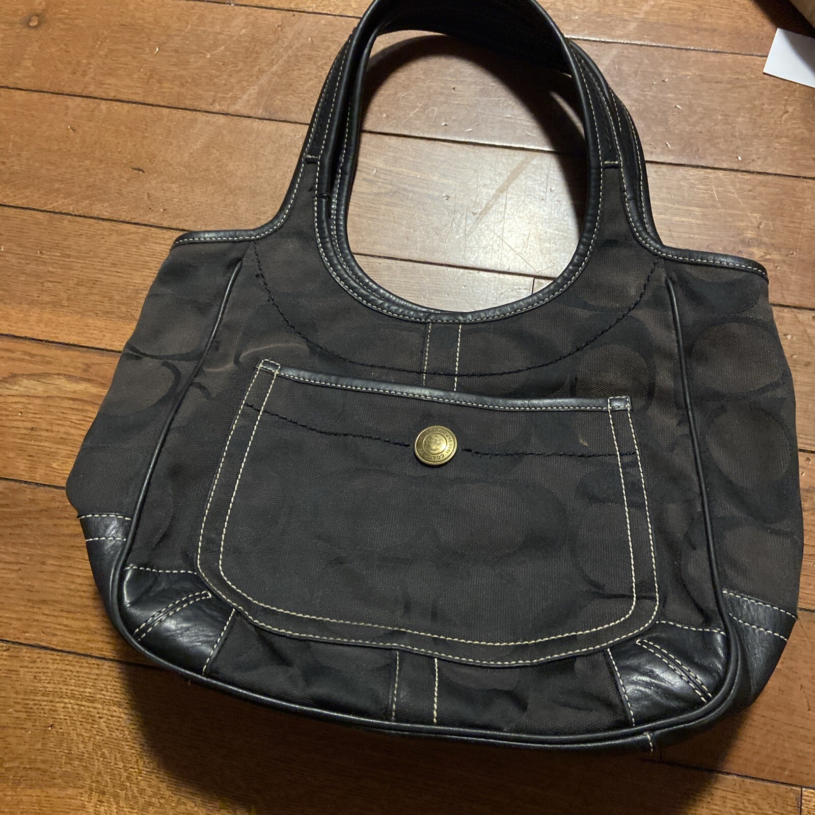 Coach Black Signature Jacquard Leather Contrast Shoulder Bag M0668 ...