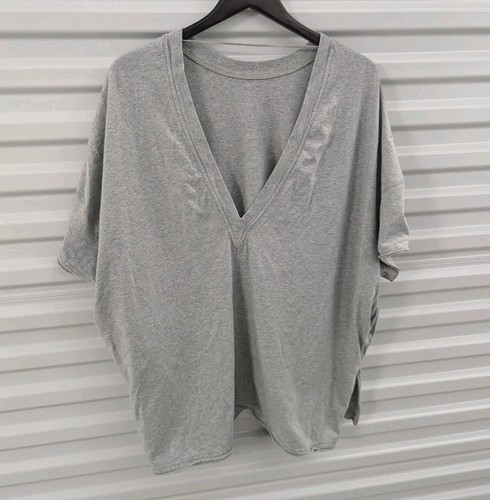Free People FP Movement - GRAY Hot Shot Reversible Oversized V Neck Top ...