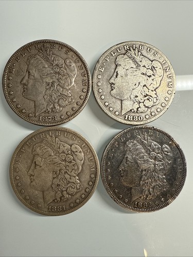 1878 P, 1880 O, 81 S, 82 S MORGAN SILVER DOLLARS! 4Coins! Damaged ...