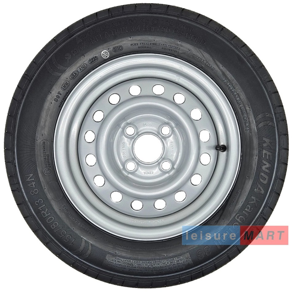 155x13 Trailer Wheel and Tyre (155 80 R13 84N) 155 x 13 Inch 4 Stud ...