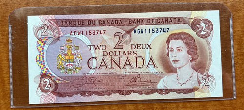 1974 Canada Bank Note Mint Crisp Unc Bank of Canada $2 Ser# AGZ IN ...