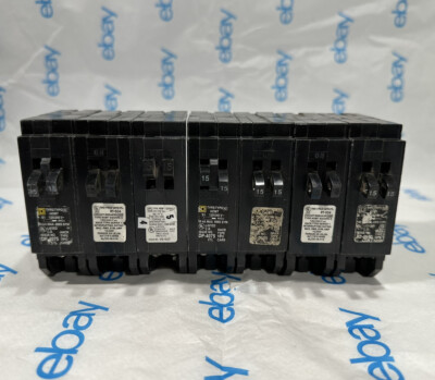 Lot of 7 Square D 15 amp Twin 1 Pole Tandem Circuit Breaker HOMT1515CP ...