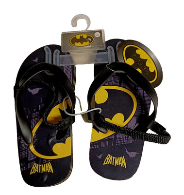 BATMAN FLIP FLOPS BOYS SIZE L 9-10 | eBay
