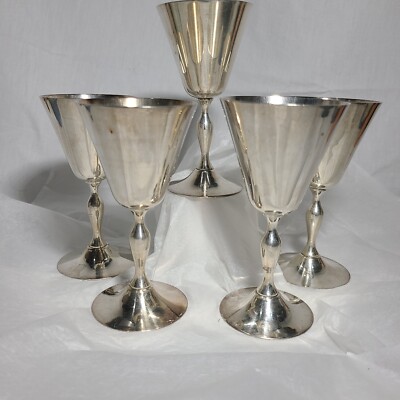 Set of 5 VTG Lifetime Brand Silverplate 5" small Wine Goblet Cup | eBay