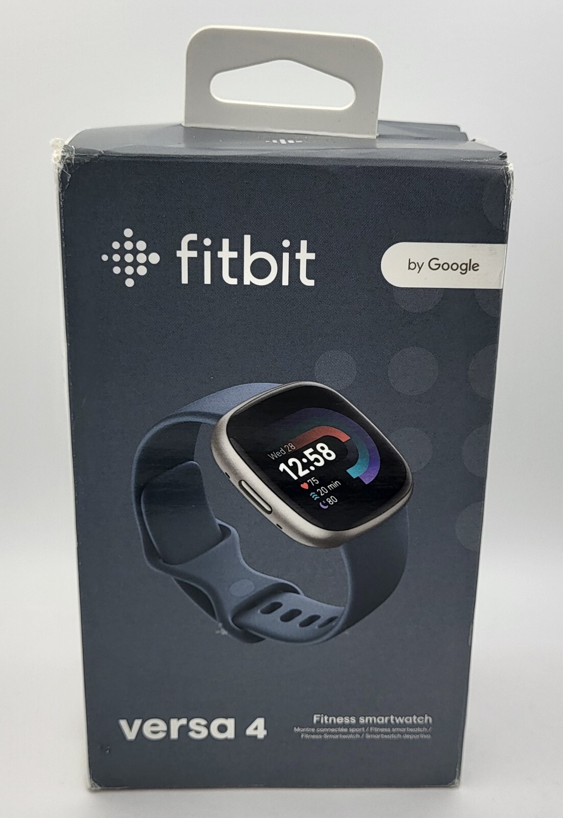 Fitbit Versa 4 Smartwatch Platinum Aluminum/Waterfall Blue - Open Box ...