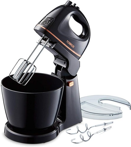 Tower T12039 Black & Rose Gold 5 Speed Stand Mixer 2.5 Litre Rotary ...