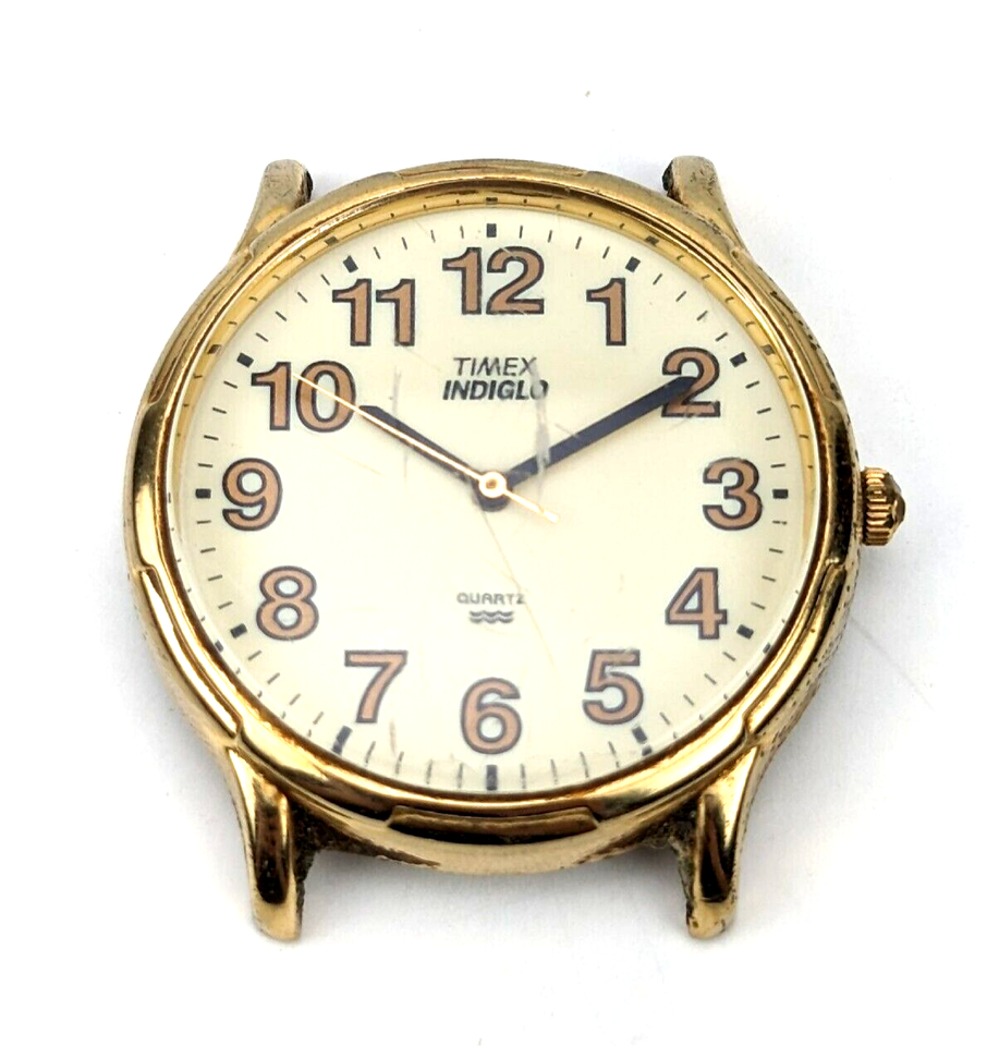 Vintage Gold Tone Timex Indiglo Watch No Band Backlight Dial Glow ...