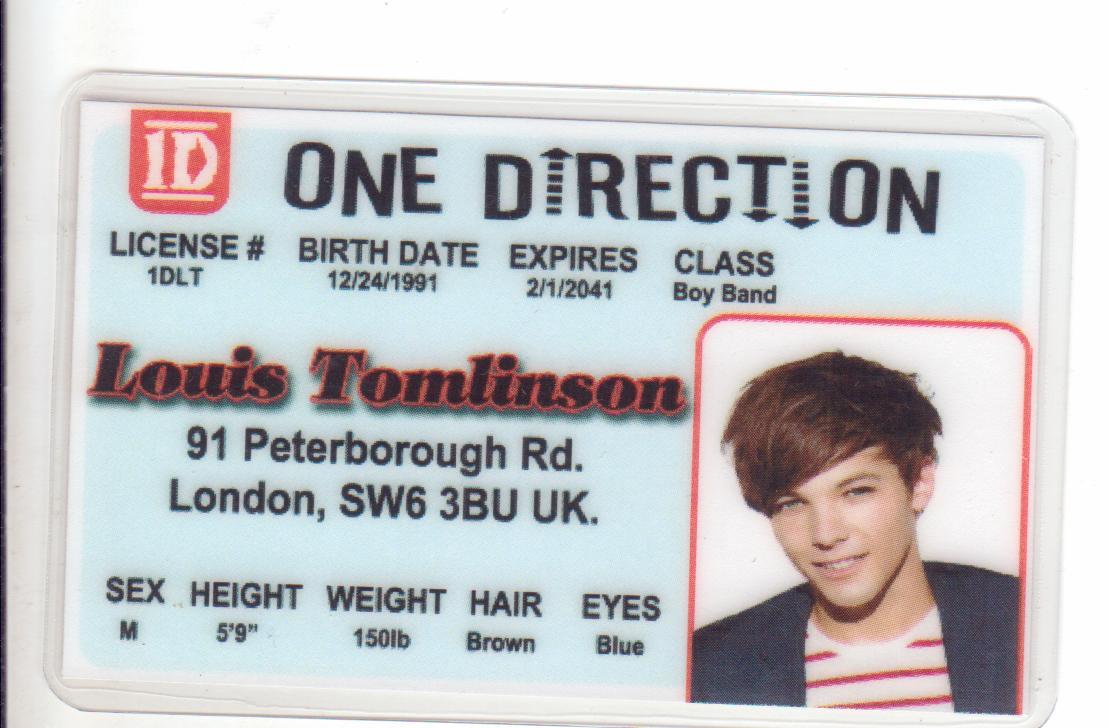 Louis Tomlinson ONE DIRECTION novelty plastic collectors card Drivers ...